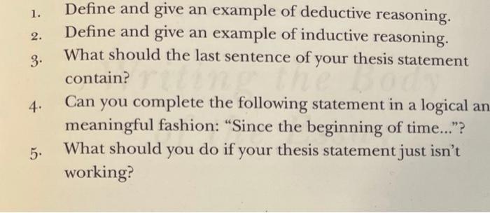 Solved 1. 2. 3. Define and give an example of deductive | Chegg.com