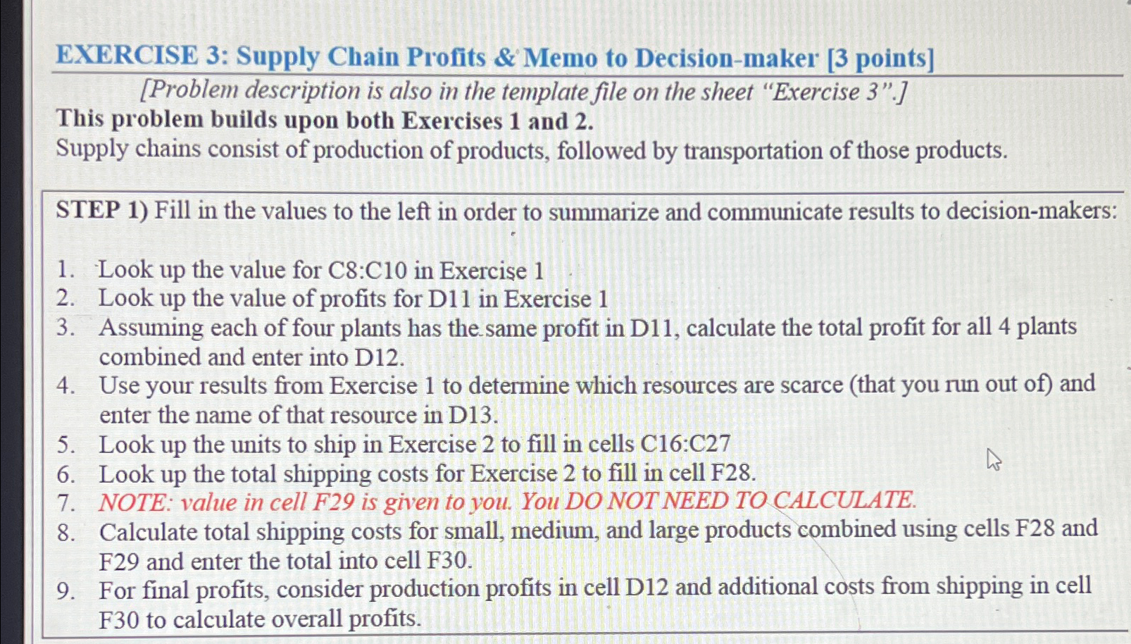 Solved EXERCISE 3: Supply Chain Profits & Memo to | Chegg.com