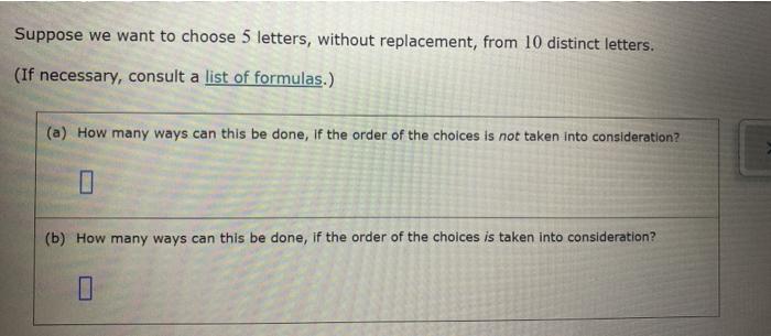 Solved Suppose we want to choose 5 letters, without | Chegg.com
