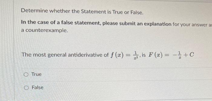 Solved Determine whether the Statement is True or False. In | Chegg.com