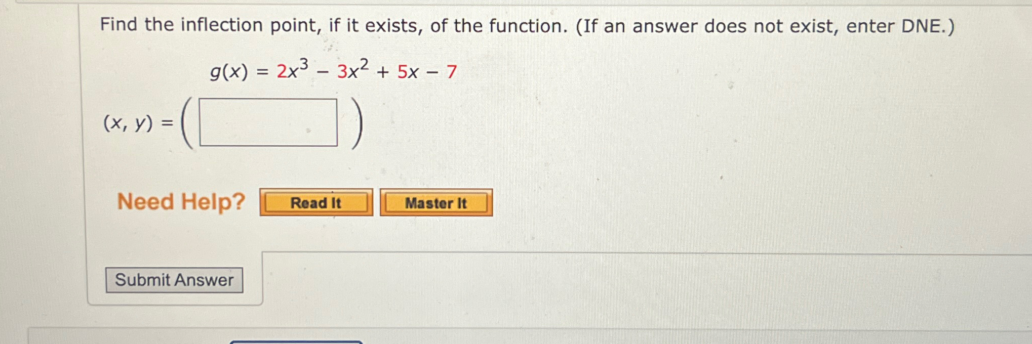 Solved Find the inflection point, if it exists, of the | Chegg.com
