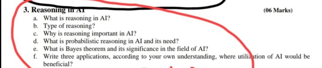 Solved 3. Reasoning IITAY (06 Marks) a. What is reasoning in | Chegg.com