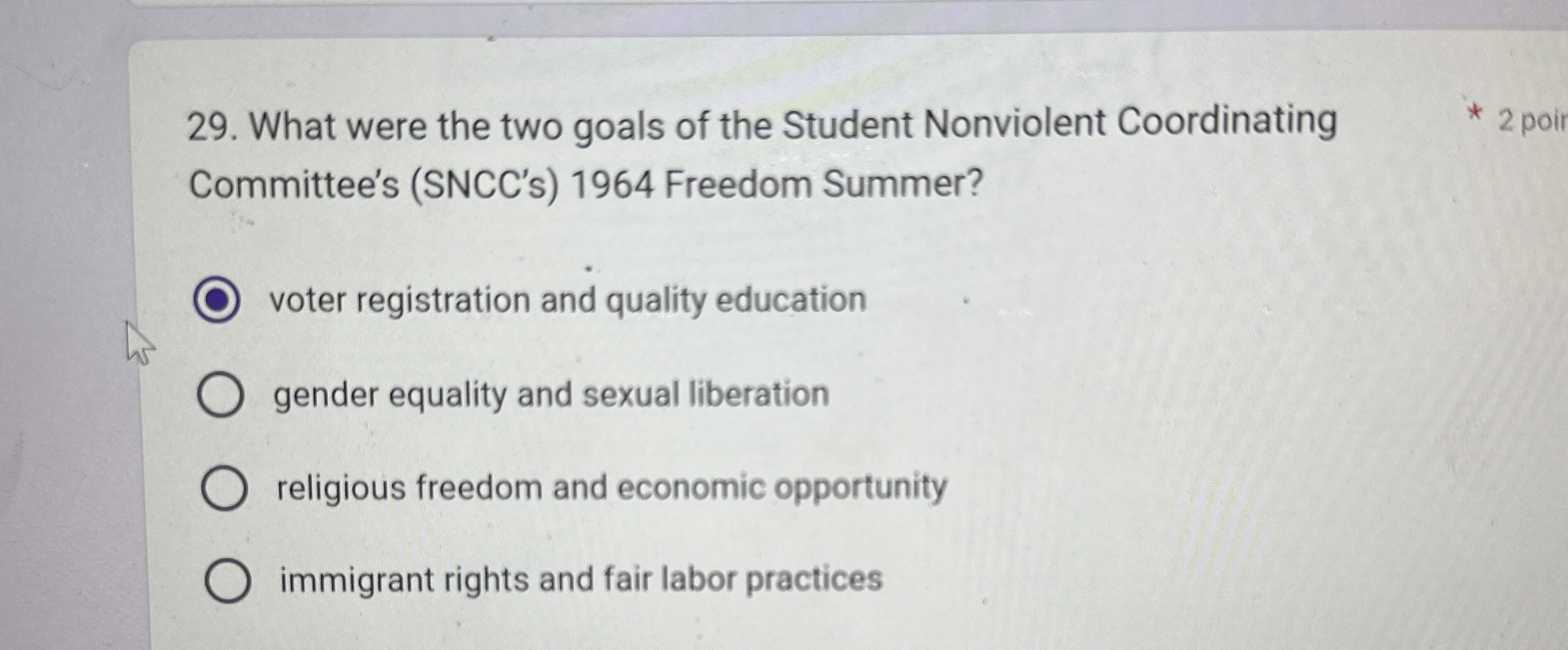 Solved What were the two goals of the Student Nonviolent | Chegg.com
