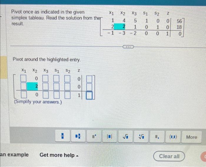 Solved Pivot once as indicated in the given simplex tableau. | Chegg.com