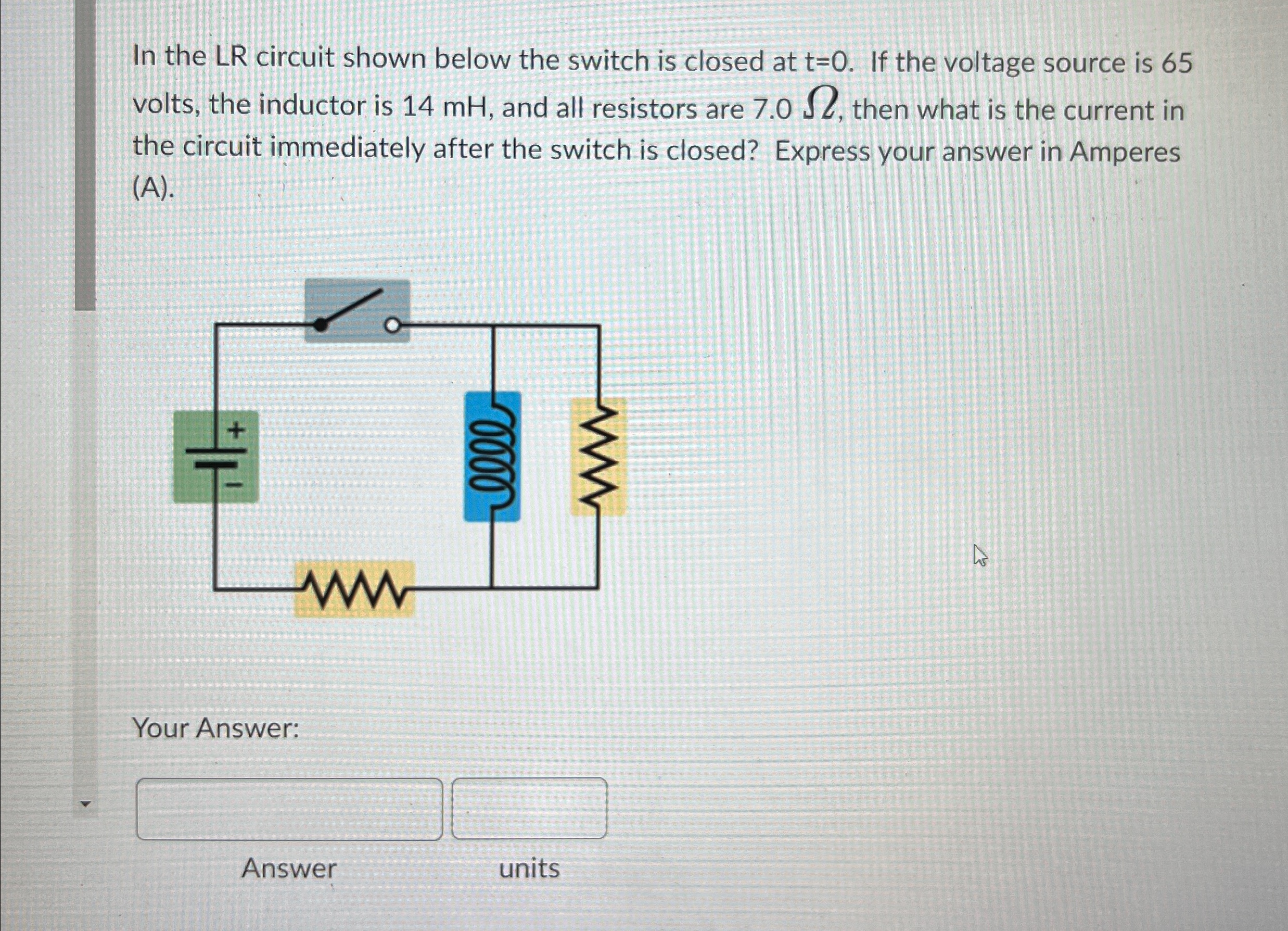 Solved In the LR circuit shown below the switch is closed at | Chegg.com