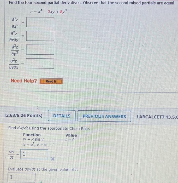 Solved Find the four second partial derivatives. Observe | Chegg.com