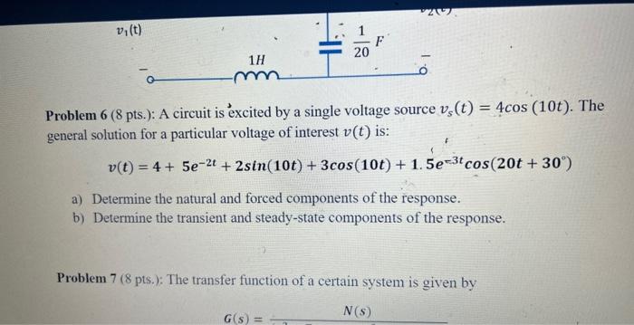 Solved Problem 6 (8 pts.): A circuit is excited by a single | Chegg.com