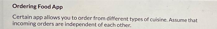 Solved Ordering Food App Certain app allows you to order | Chegg.com