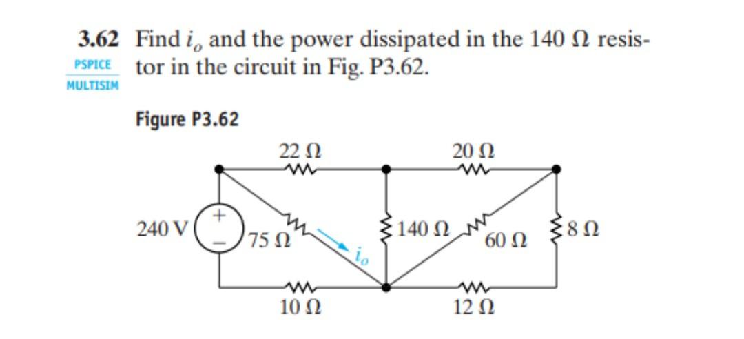Solved 2 Find io and the power dissipated in the 140Ω | Chegg.com
