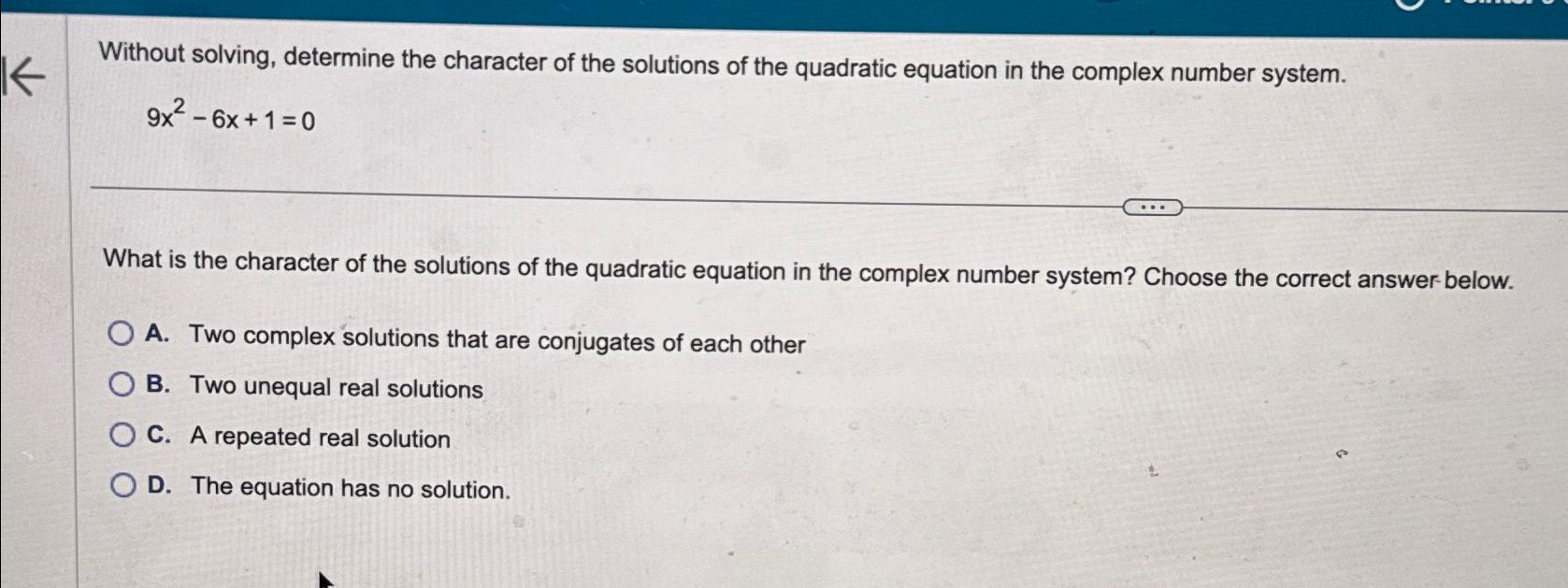 Solved Without solving, determine the character of the | Chegg.com