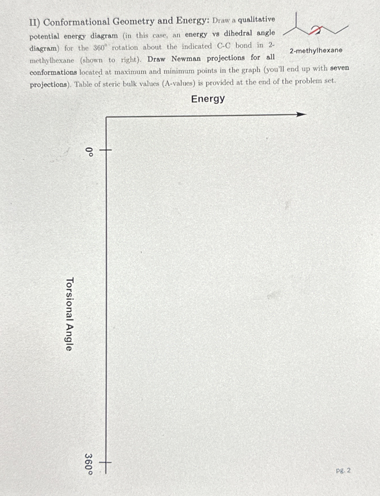 Solved II) ﻿Conformational Geometry and Energy: Draw a | Chegg.com