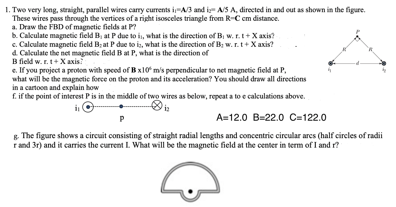 Solved Two very long, straight, parallel wires carry | Chegg.com