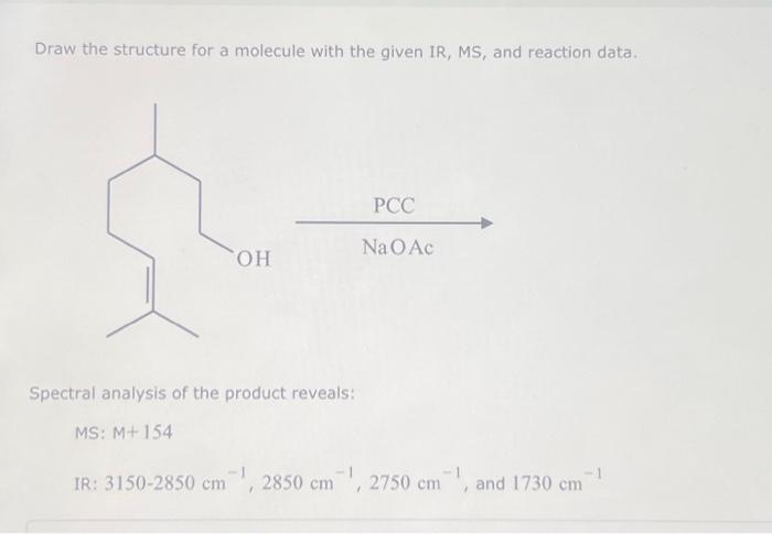 Solved Draw the structure for a molecule with the given IR, | Chegg.com