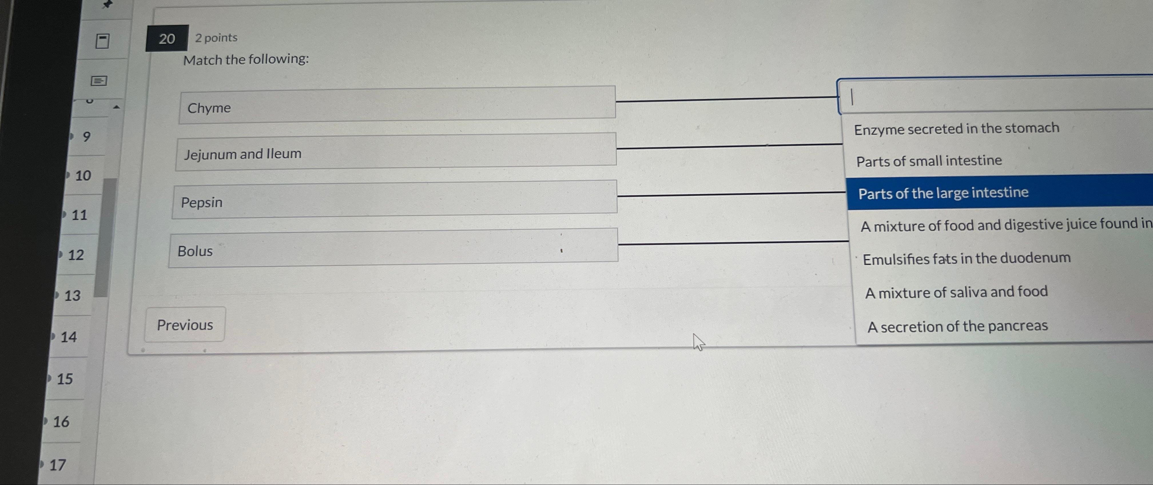 Solved 202 ﻿pointsMatch the following:ChymeEnzyme secreted | Chegg.com