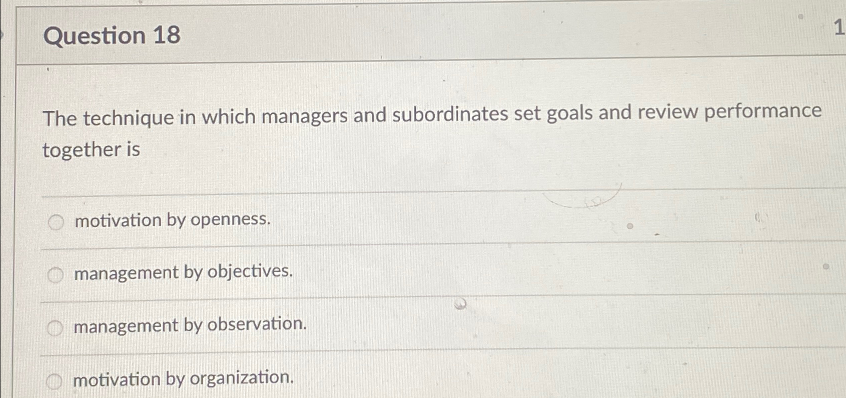 Solved Question 18The technique in which managers and | Chegg.com