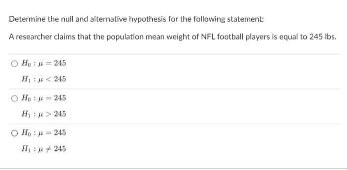 Solved Determine the null and alternative hypothesis for the | Chegg.com