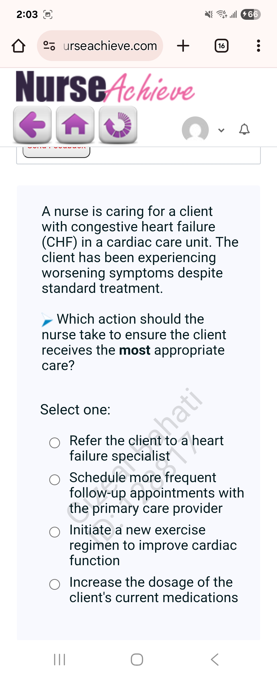 Solved A nurse is caring for a client with congestive heart | Chegg.com
