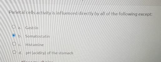 Solved Parietal cells activity is influenced directly by all | Chegg.com
