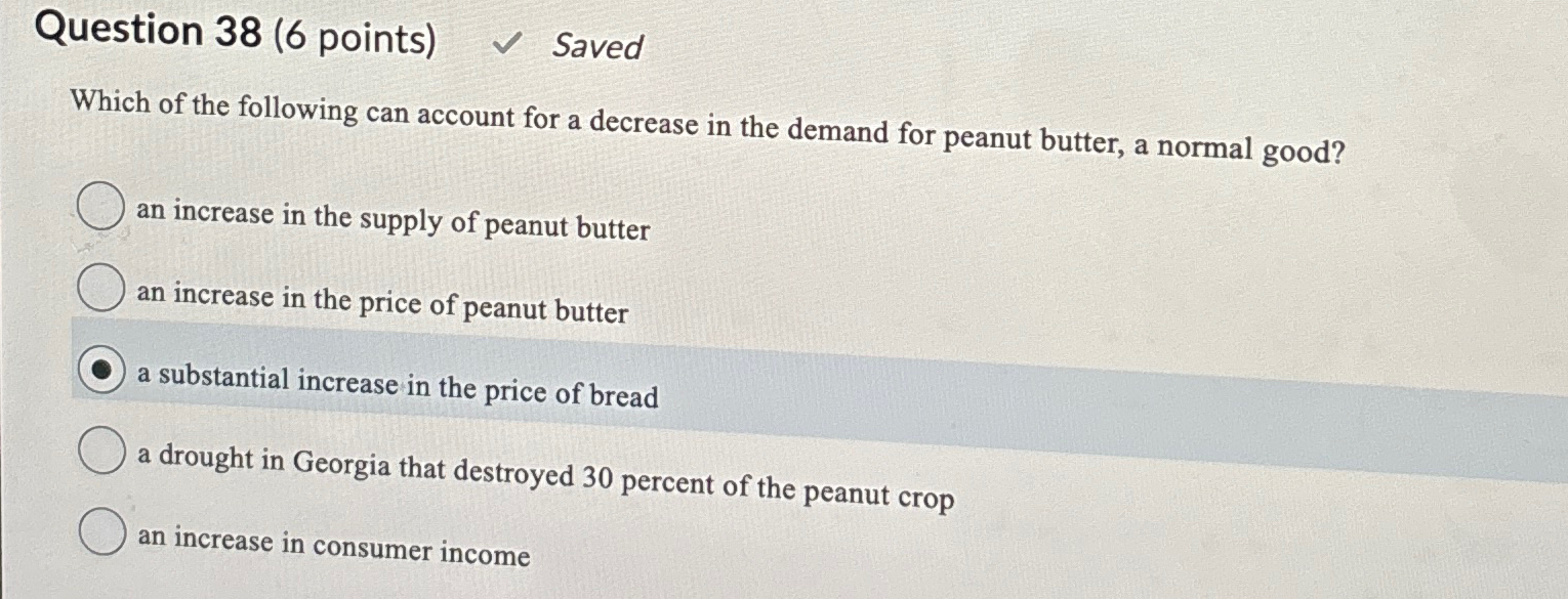 Solved Question 38 (6 ﻿points)SavedWhich of the following | Chegg.com