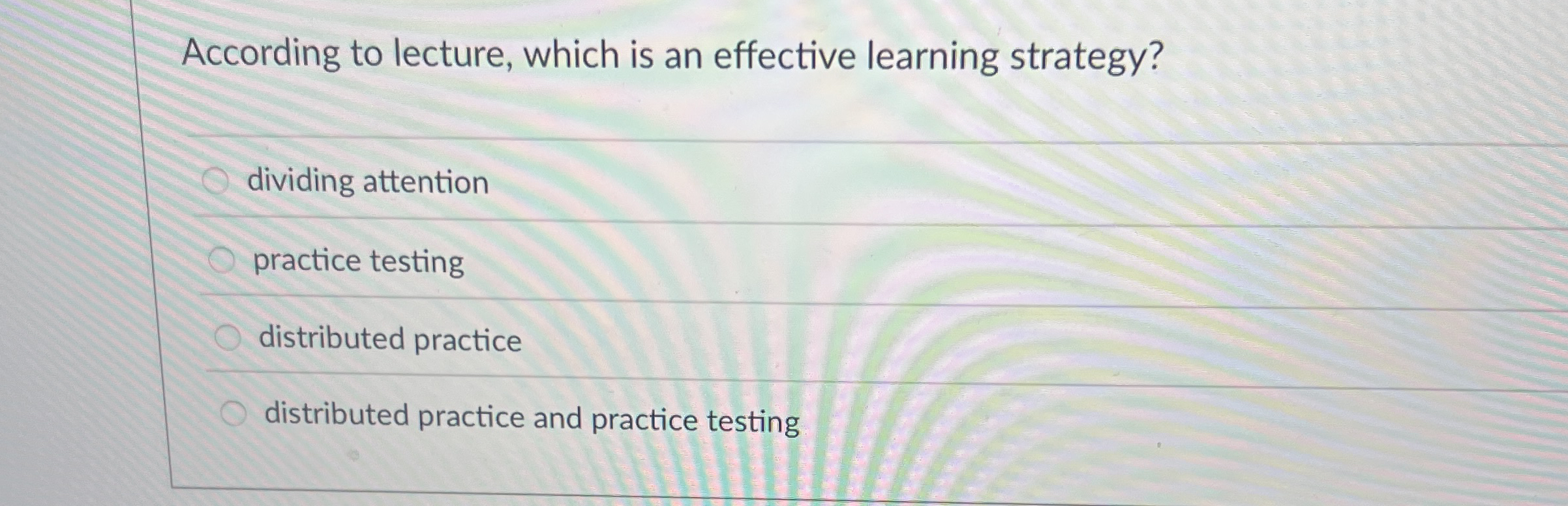 Solved According to lecture, which is an effective learning | Chegg.com