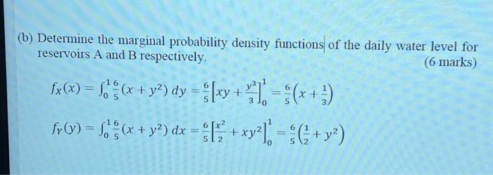 Solved (b) Determine the marginal probability density | Chegg.com