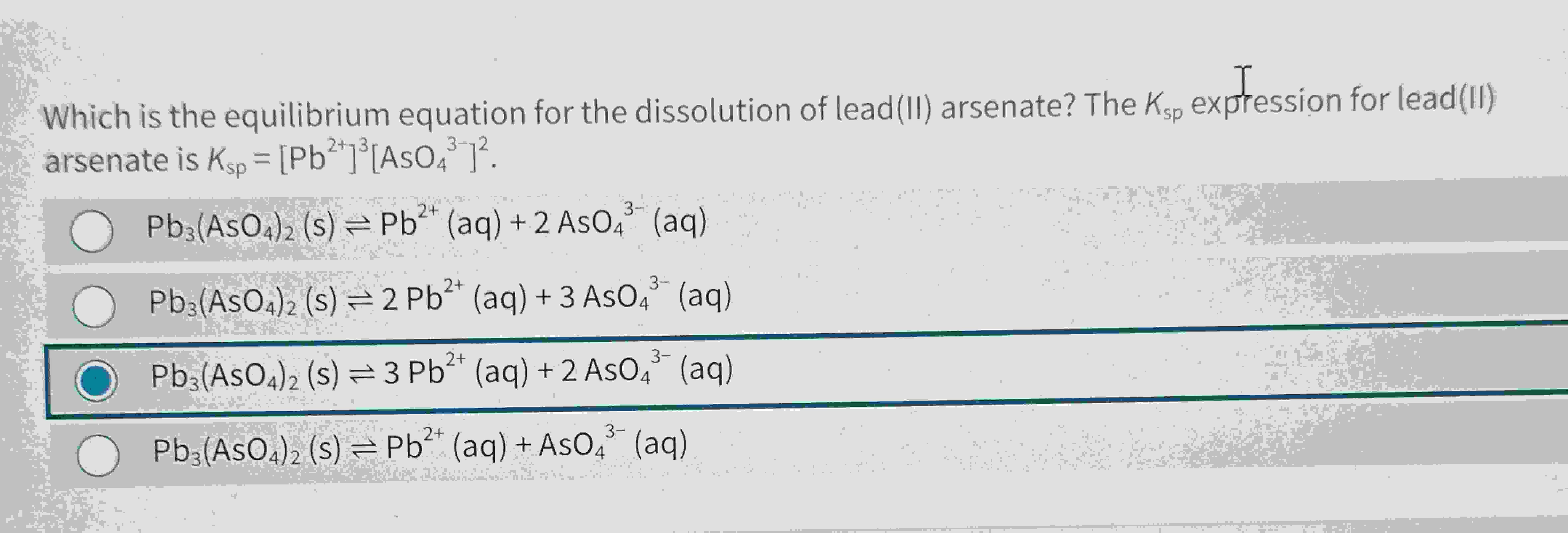 Solved Which is the equilibrium equation for the dissolution | Chegg.com