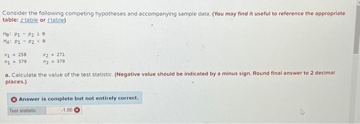 Solved Consider the following competing hypotheses and | Chegg.com