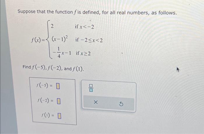 Solved Suppose that the function f is defined, for all real | Chegg.com