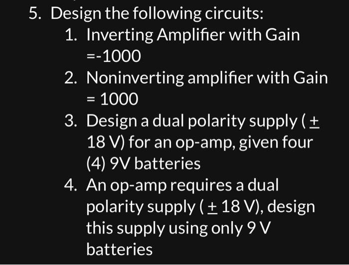 Solved Design the following circuits: 1. Inverting Amplifier | Chegg.com