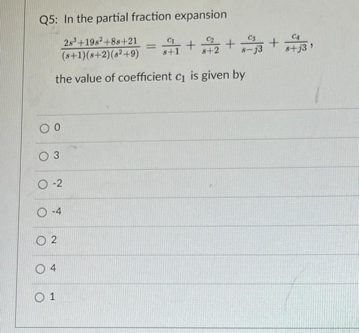Solved Q5: In the partial fraction expansion | Chegg.com