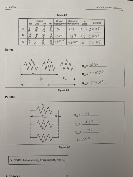Solved 012-05892A AC/DC Electronics Laboratory Experiment 4: | Chegg.com