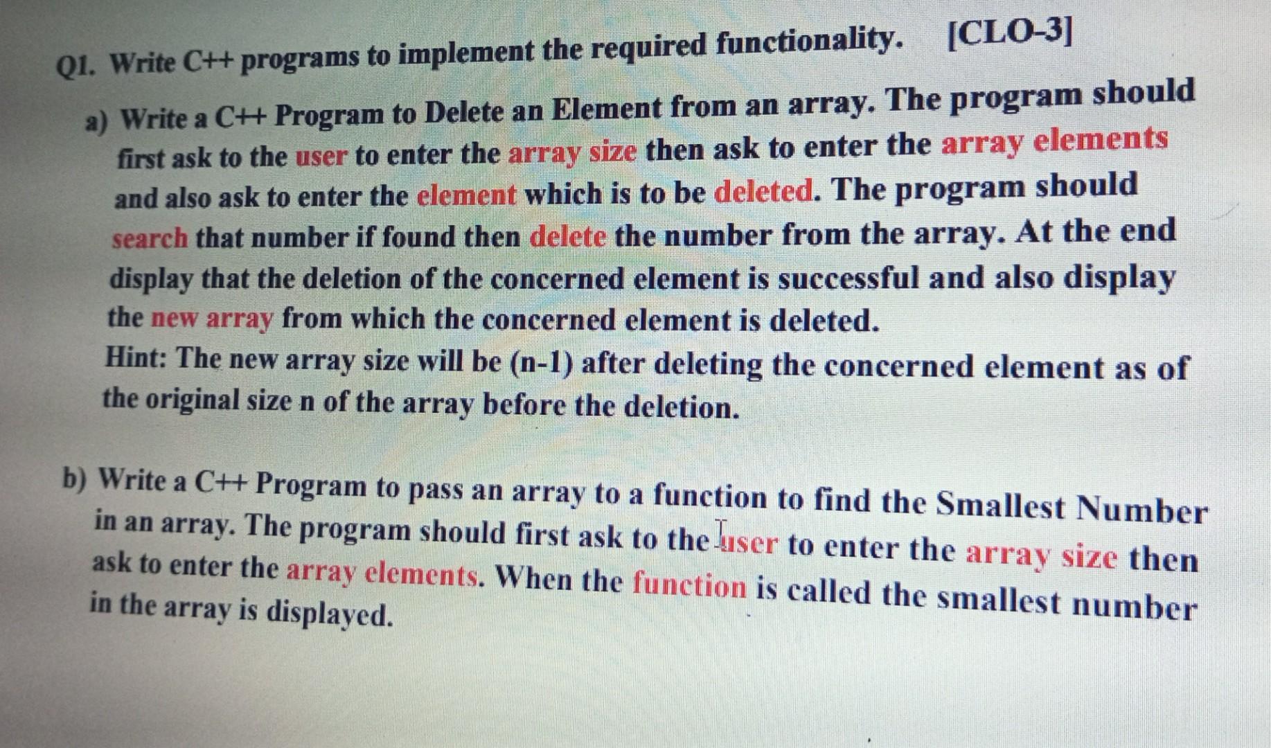 Solved Q1. Write C++ programs to implement the required | Chegg.com