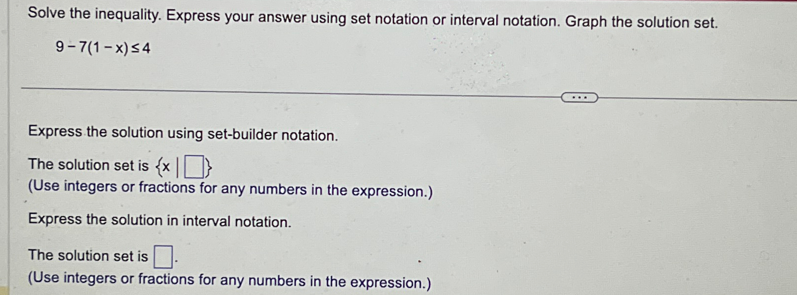 Solved Solve the inequality. Express your answer using set | Chegg.com