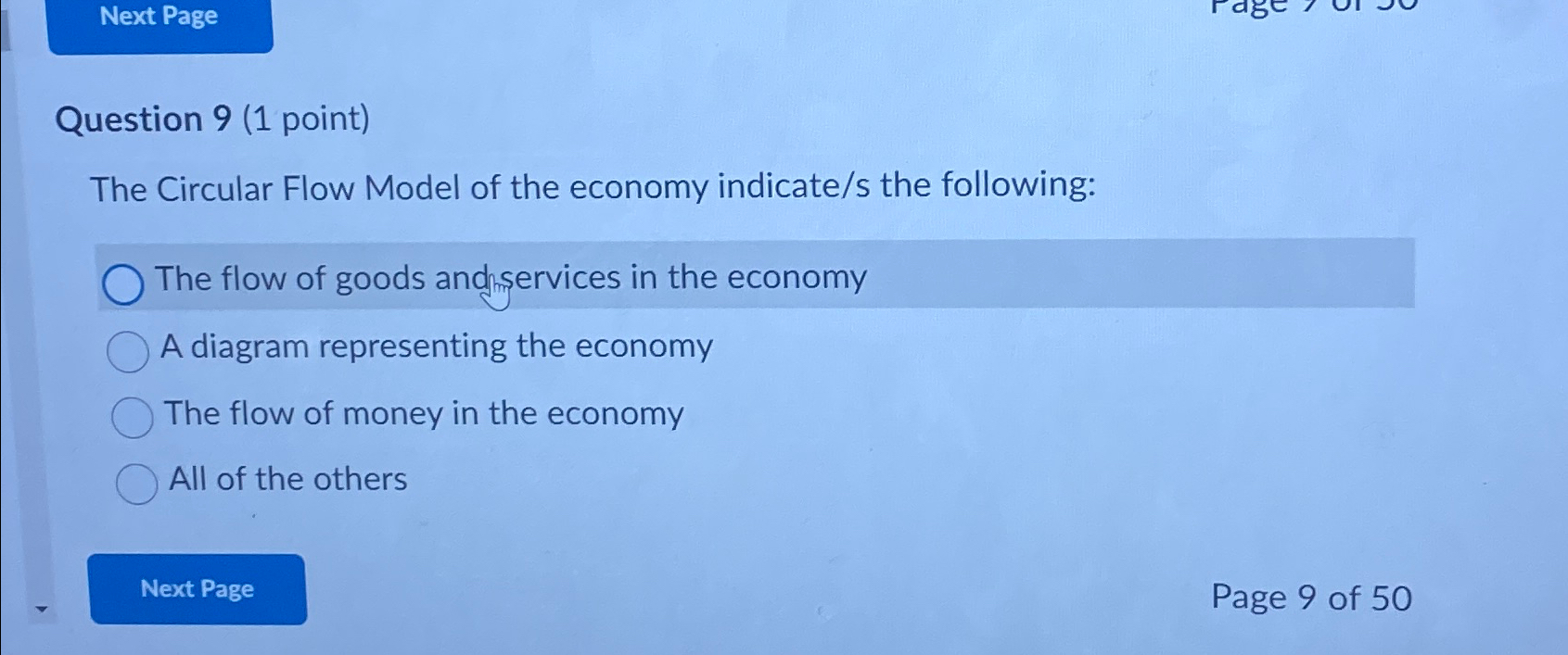 Solved Next PageQuestion 9 (1 ﻿point)The Circular Flow Model | Chegg.com
