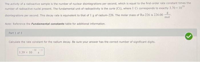 Solved The activity of a radioactive sample is the number of | Chegg.com