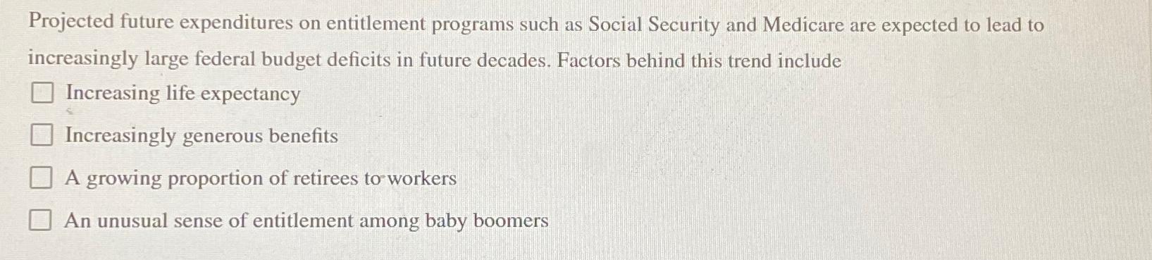 Solved Projected future expenditures on entitlement programs | Chegg.com