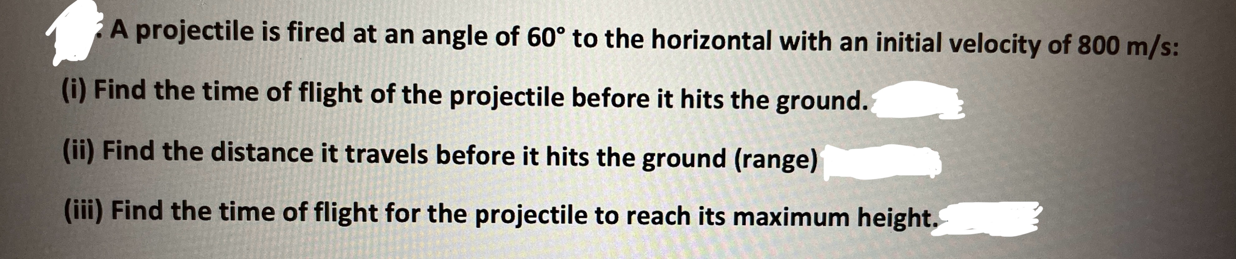 Solved A projectile is fired at an angle of 60° ﻿to the | Chegg.com