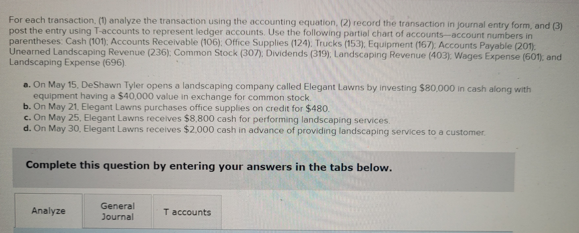 For each transaction, (1) ﻿analyze the transaction | Chegg.com