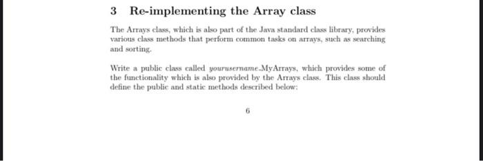 Solved 3 Re Implementing The Array Class The Arrays Class 2682