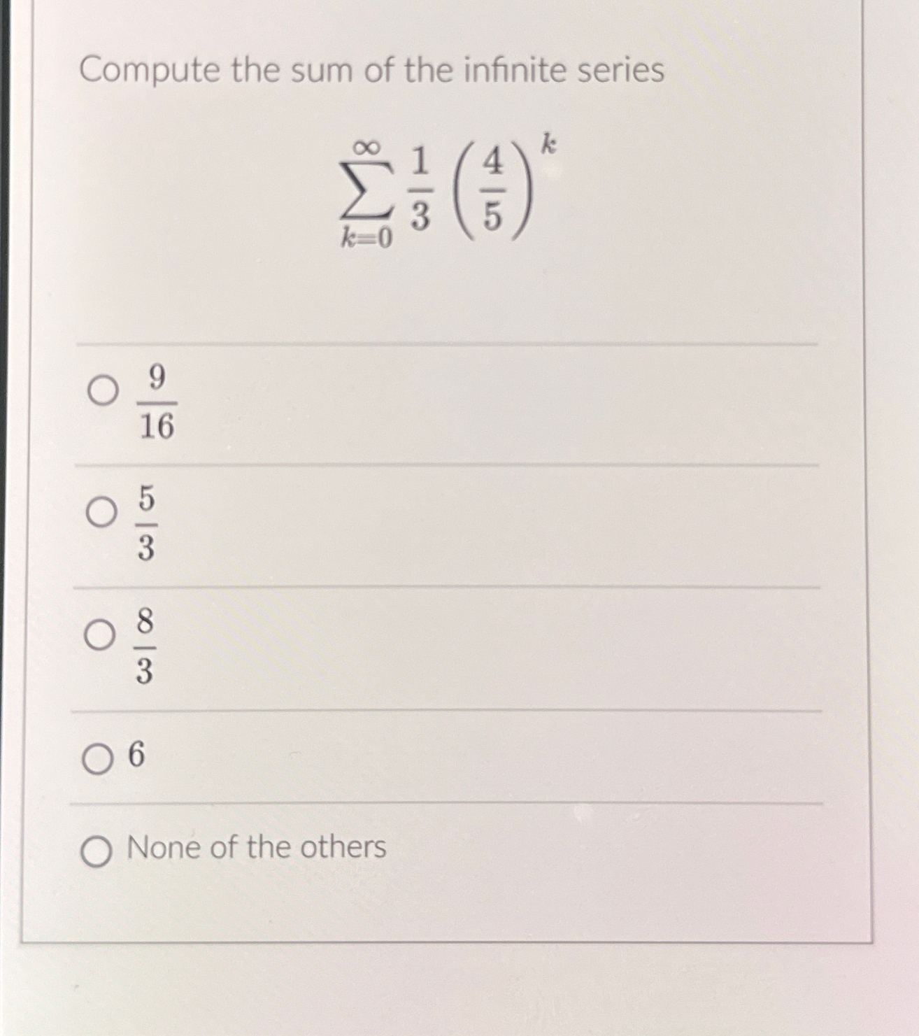 Solved Compute the sum of the infinite | Chegg.com