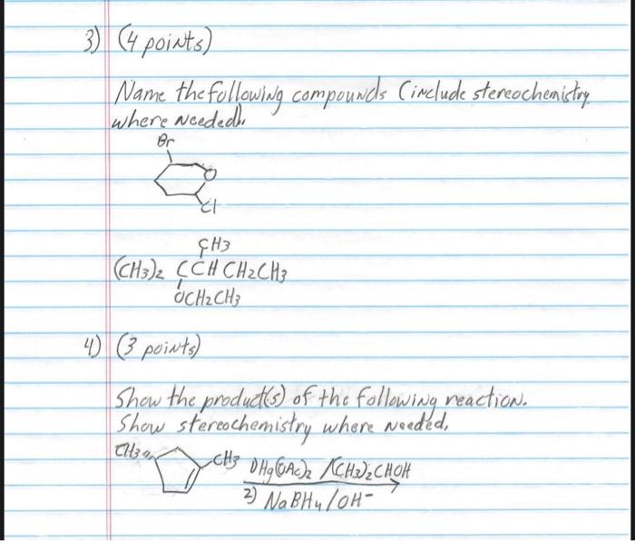 Solved 3) (4 points) Name the following compounds (include | Chegg.com