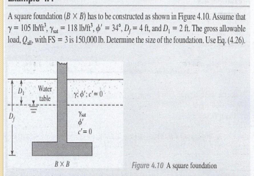 Solved A square foundation (B×B) has to be constructed as | Chegg.com