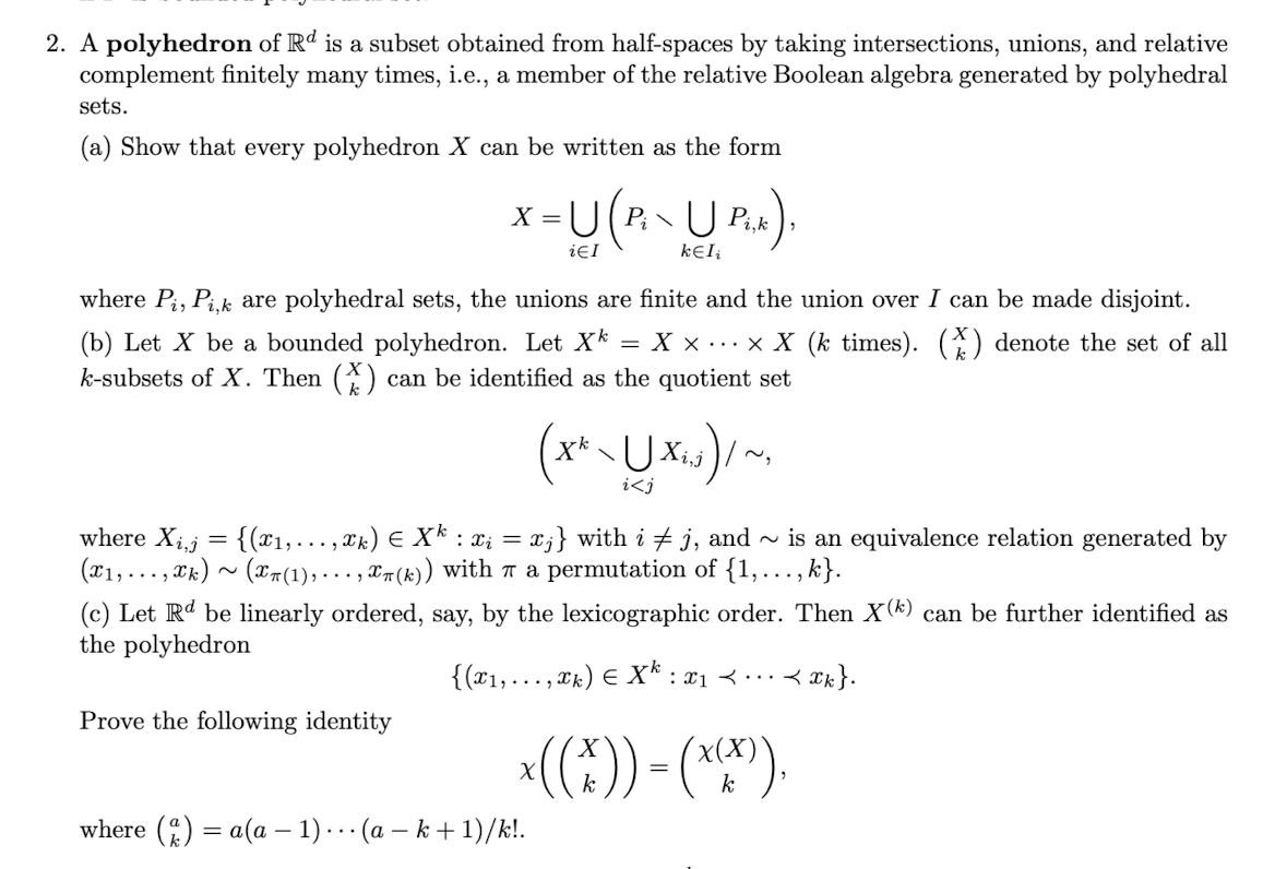 Solved A polyhedron of Rd ﻿is a subset obtained from | Chegg.com