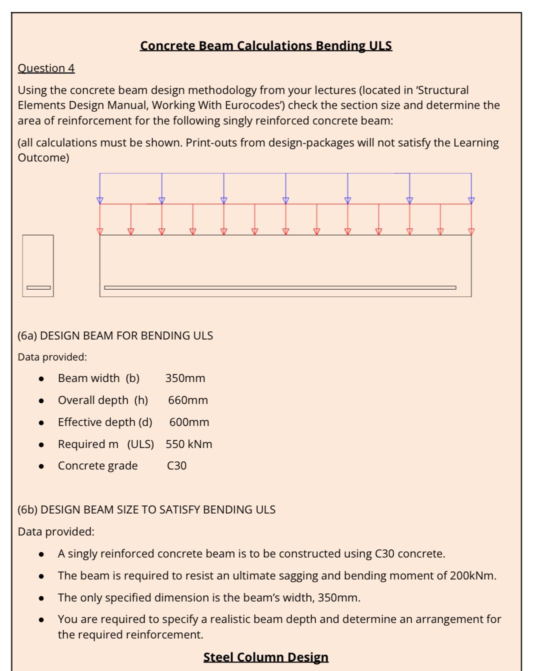 Solved Concrete Beam Calculations Bending ULSQuestion 4Using | Chegg.com
