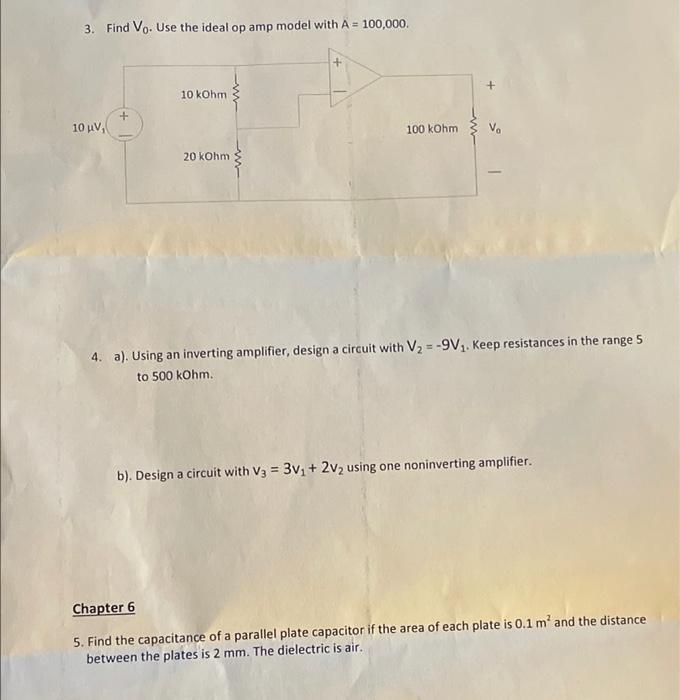 Solved 3. Find Vo. Use the ideal op amp model with A = | Chegg.com