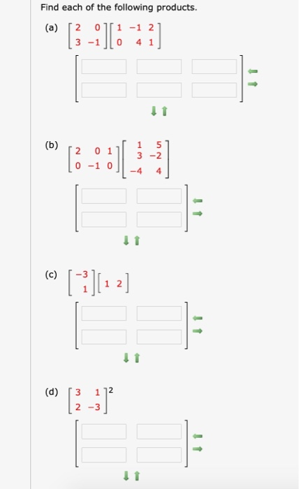 Solved Find each of the following products. (a) [2011 -1 2 3 | Chegg.com