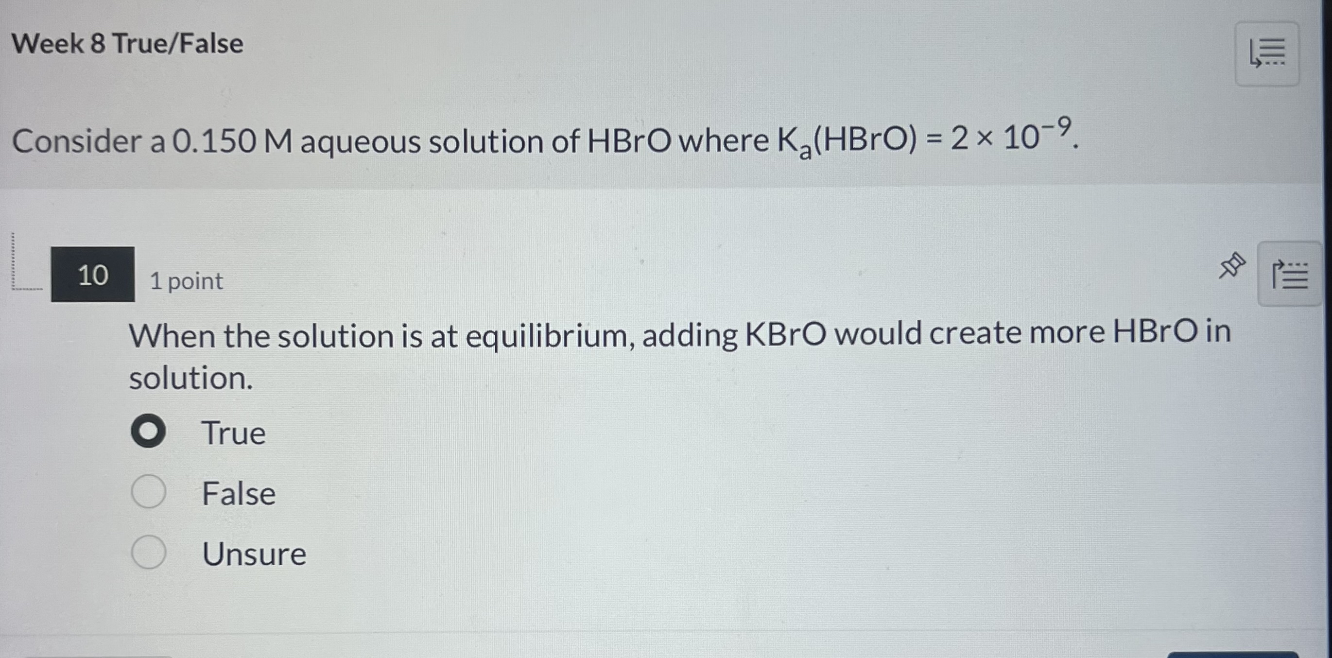 Solved Week 8 ﻿True/FalseConsider a 0.150M ﻿aqueous solution | Chegg.com