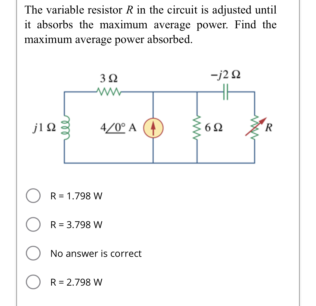 Solved The variable resistor R ﻿in the circuit is adjusted | Chegg.com