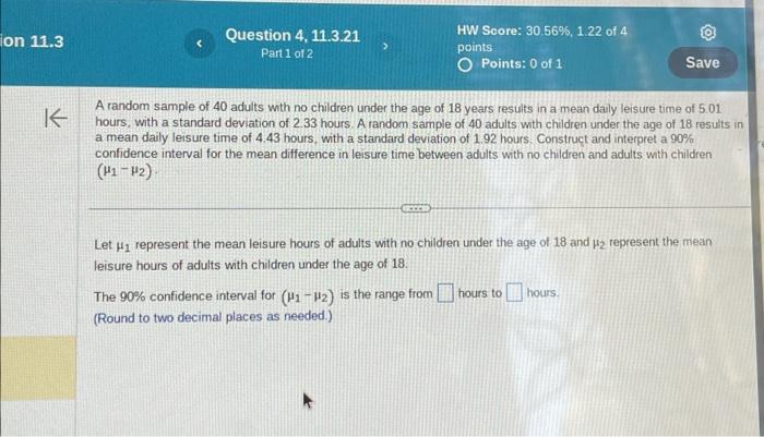 Solved A random sample of 40 adults wth no children under | Chegg.com