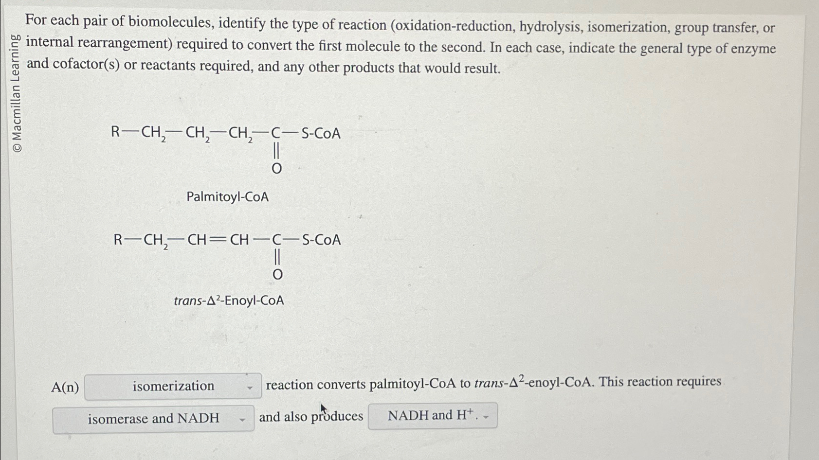 Solved For each pair of biomolecules, identify the type of | Chegg.com